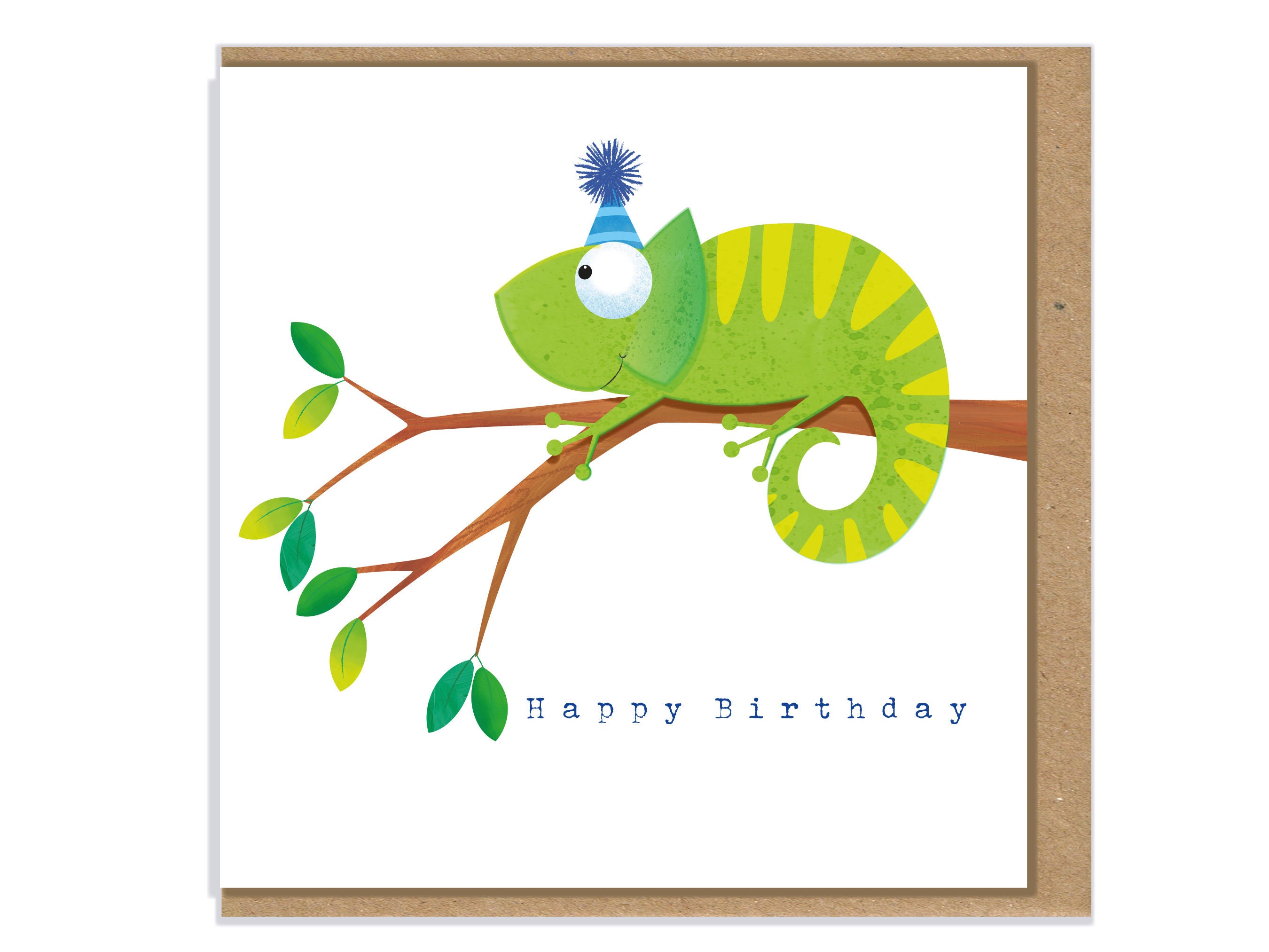 Happy Birthday Chameleon Card/ Chameleon Greetings Card/ Cute Chameleon ...