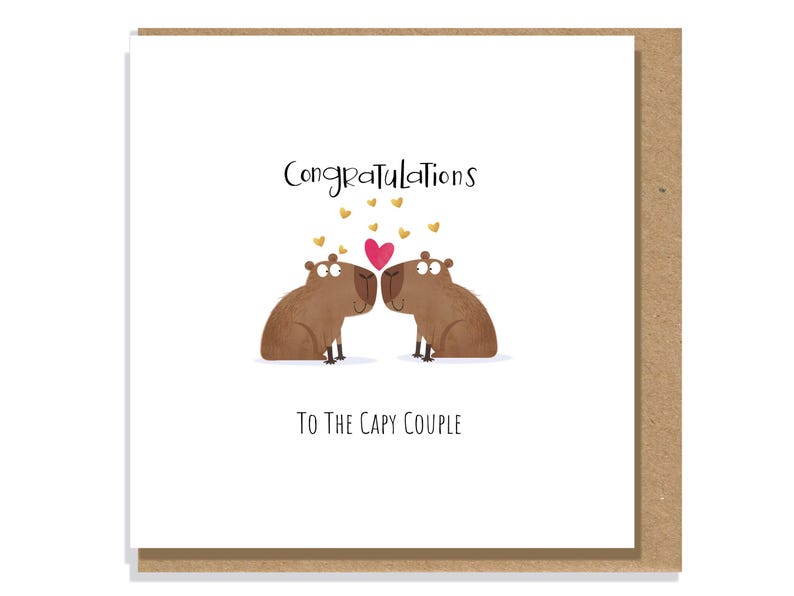 Capybara Congratulations to the Capy Couple Wedding Card - Etsy