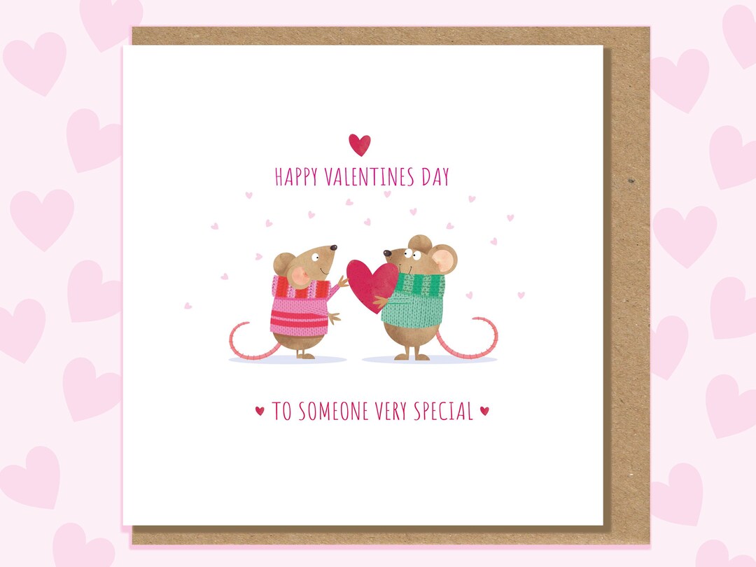 Cute Mice Valentine Card for Someone Very Special/ Cute Animal ...