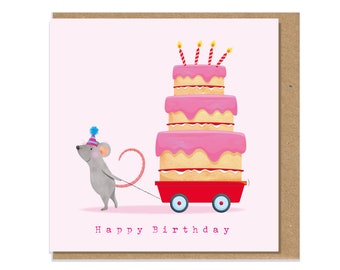 House Mouse Birthday Card Have a Mice Birthday Cupcake Card - Etsy