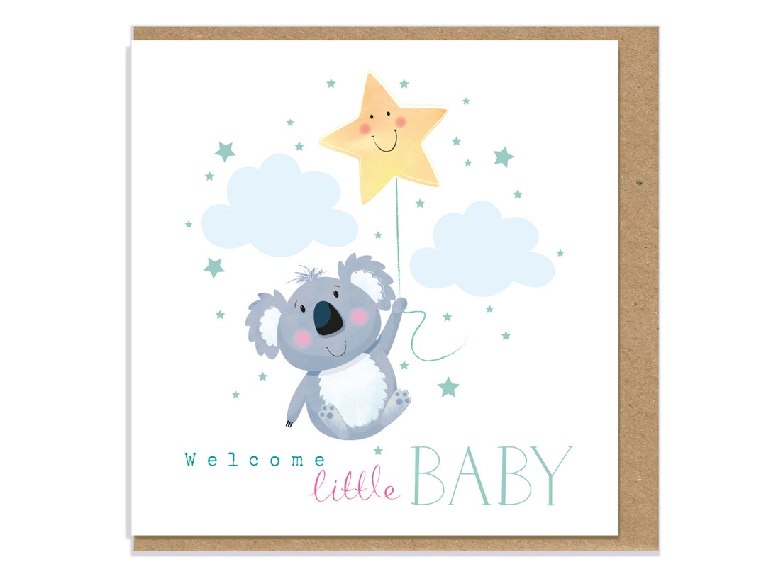 Cute Koala New Baby Card/ Welcome Little Baby/ Congratulations New Baby ...