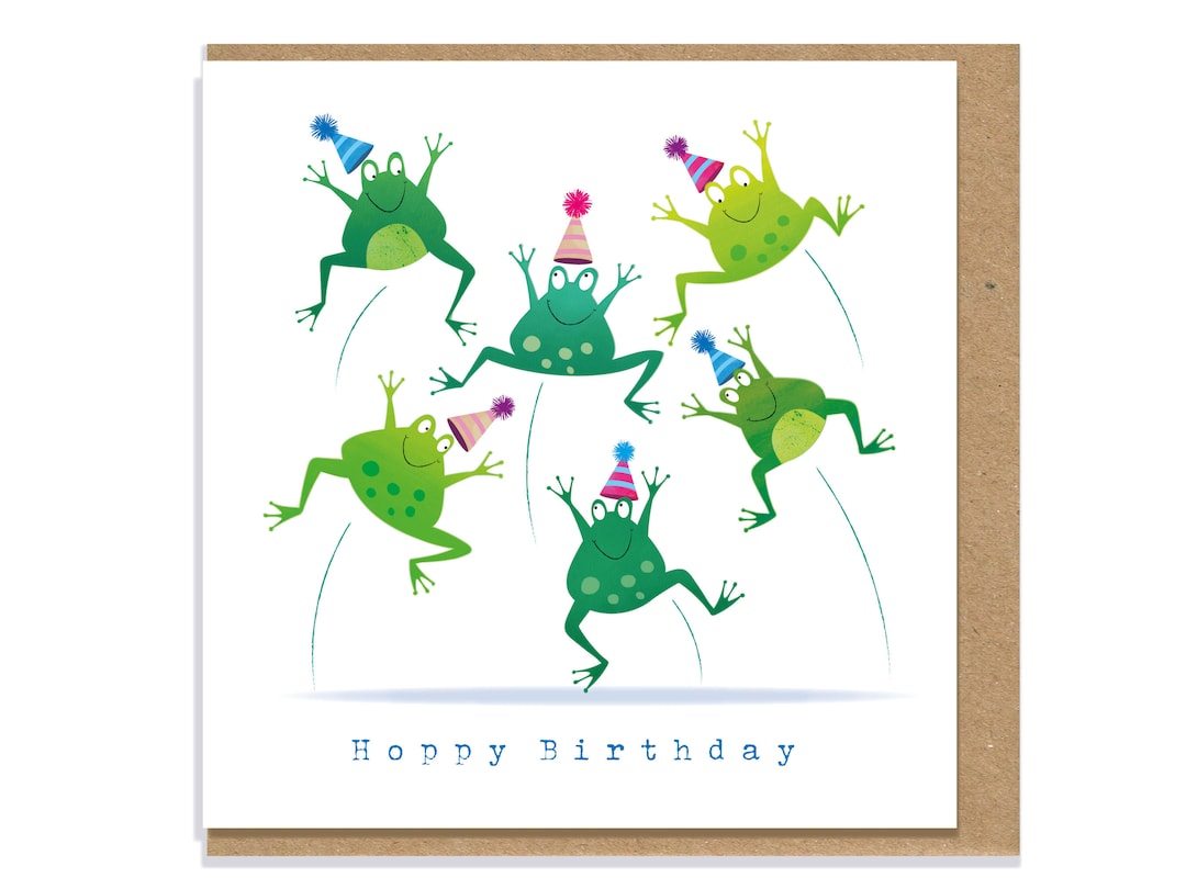 Hoppy Birthday Frogs Card/ Frogs Greetings Card/ Animal Themed Card ...