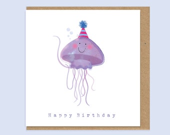 Jellyfish Greeting Card, Beach Lover Birthday Card for Her, Sea Life ...