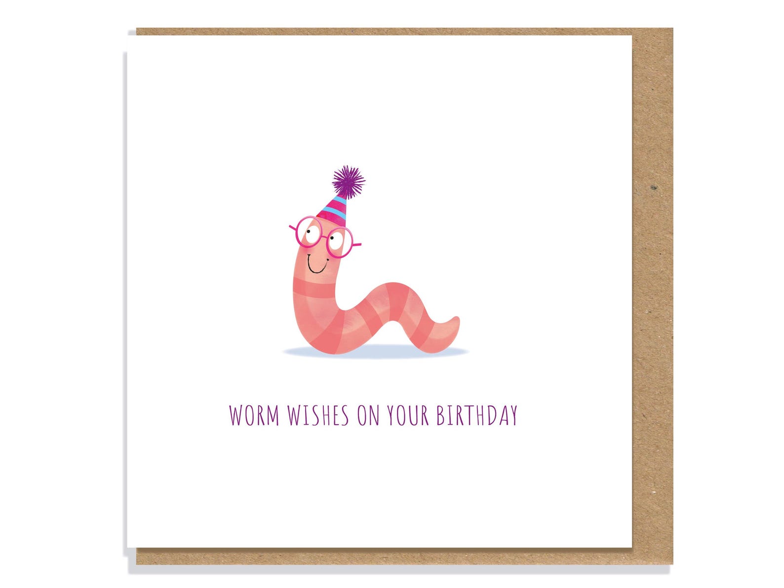 Worm Wishes Worm Birthday Card/ Cute Worm Birthday Card/ Animal ...
