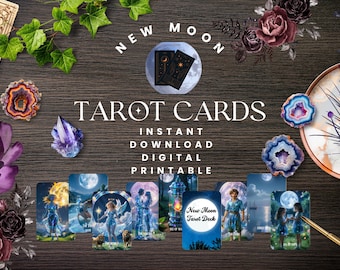 Bundle Printable New Moon Tarot Deck/ FREE Workbook Tarot Spreads ...