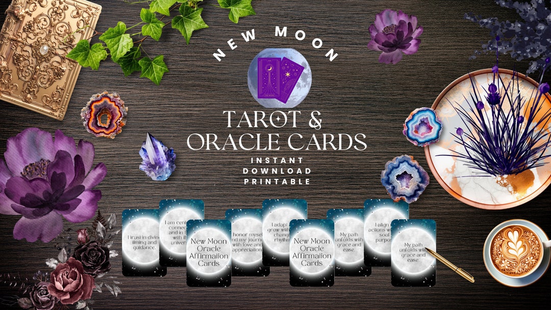 Bundle Printable New Moon Tarot Deck/ FREE Workbook Tarot Spreads ...
