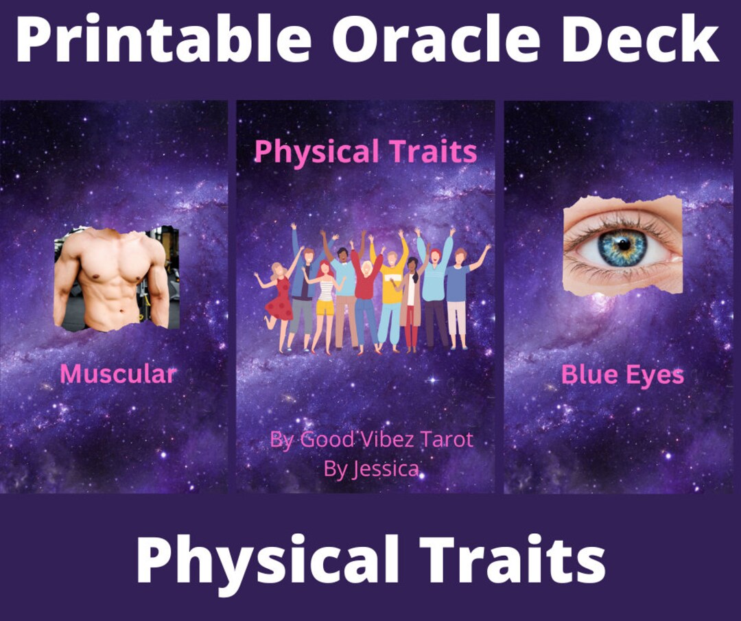 Printable Physical Traits Oracle Deck For Tarot Readings Tarot Cards Digital Download Set Of