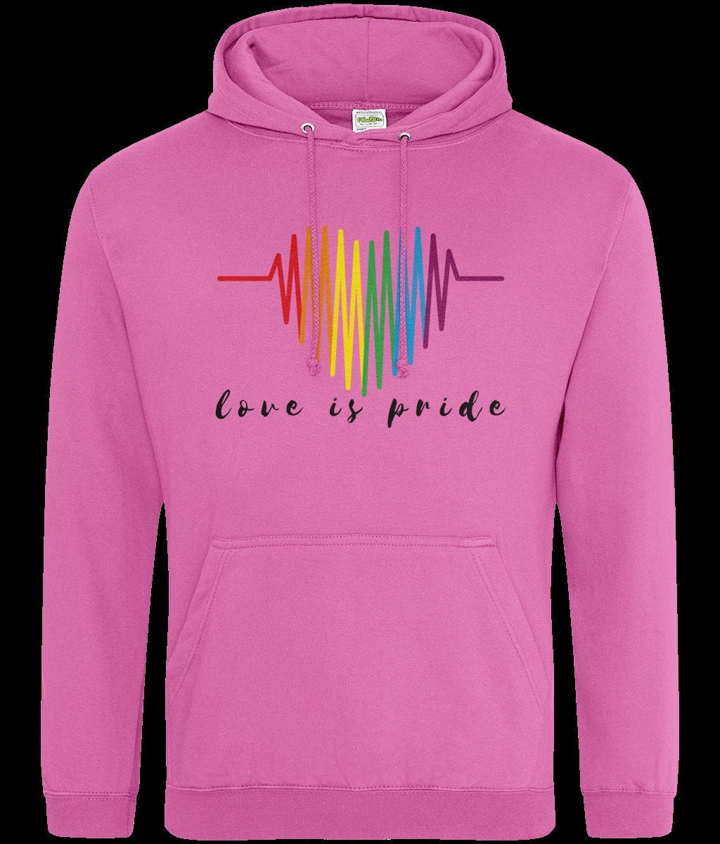 Love Is Pride Heart Beat Hoodie Lgbtq Pride Rainbow Hoodie Etsy