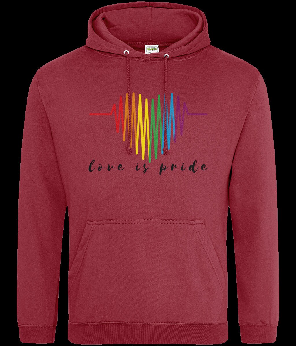 Love Is Pride Heart Beat Hoodie Lgbtq Pride Rainbow Hoodie Etsy
