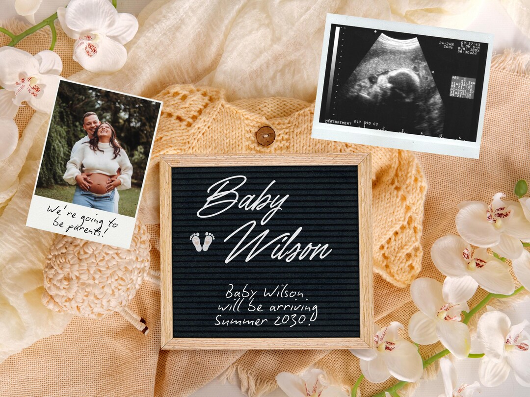 Pregnancy Announcement Template: Editable Sonogram Flat Lay (digital ...