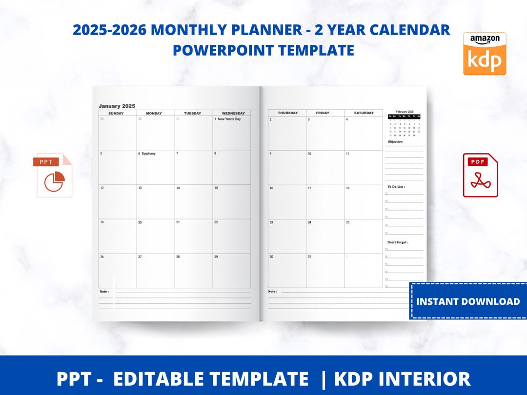 2025 2026 Monthly Planner Powerpoint Template Fully Editable ...
