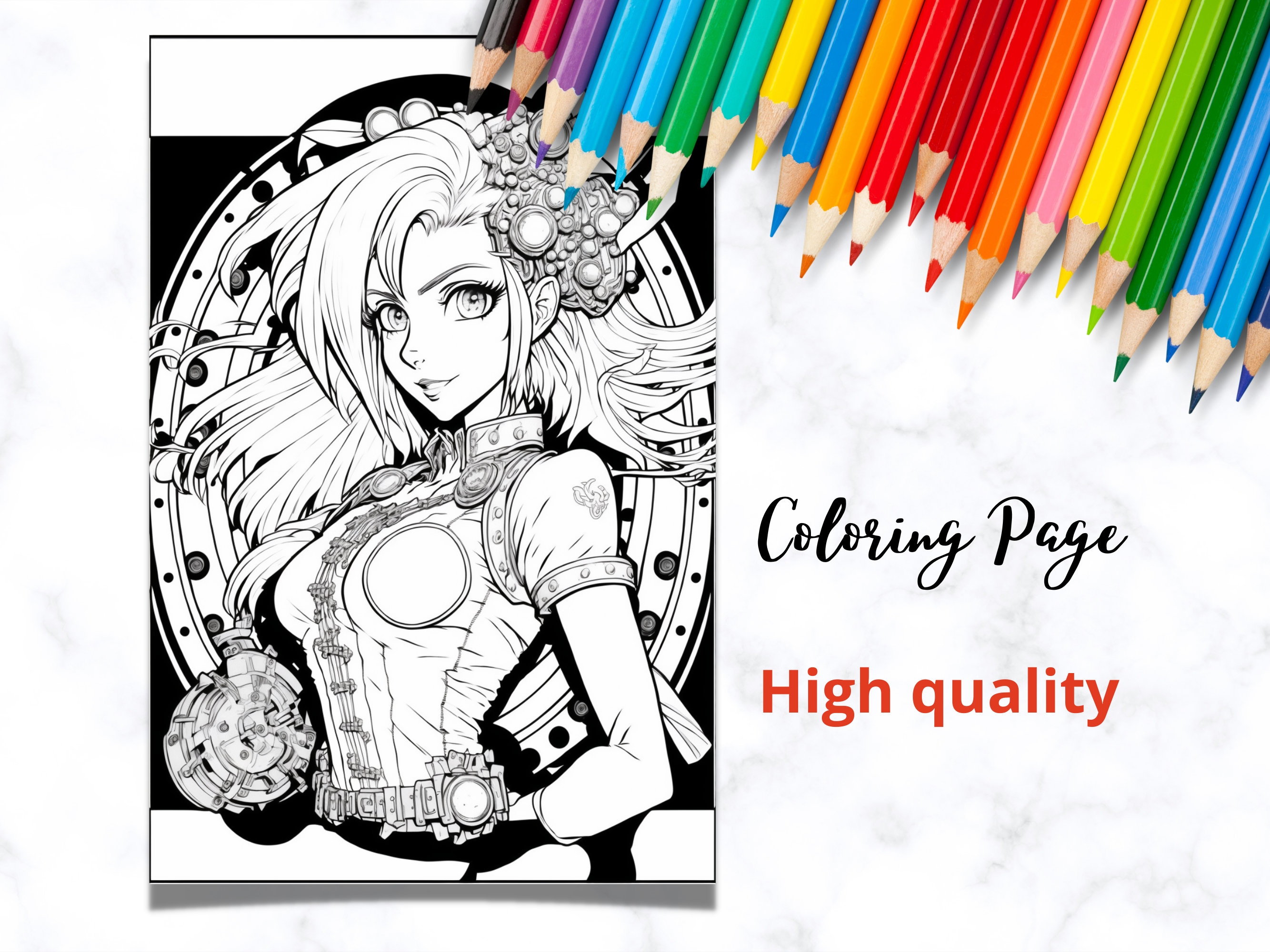 Anime Girl Coloring Pages for Adults | A4 Printable (digital Download ...