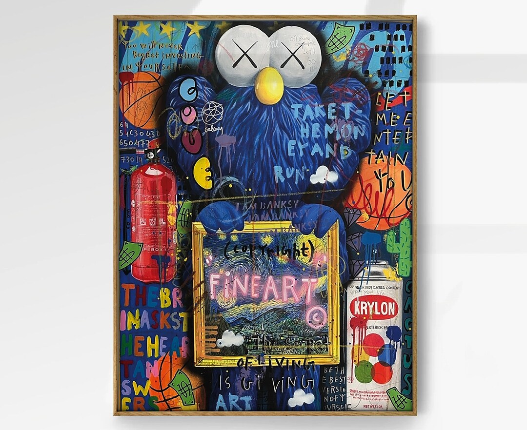 Blue Kaws Poster, Kaws Figure Print, Kaws Wall Art, Hypebeast Decor ...