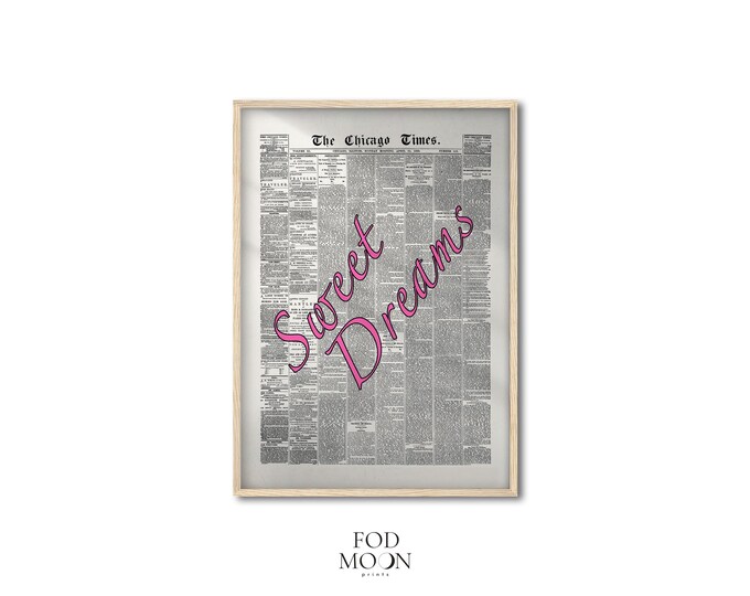 Sweet Dreams Poster, Trendy Wall Art, Apartment Decor, Retro Wall Art ...