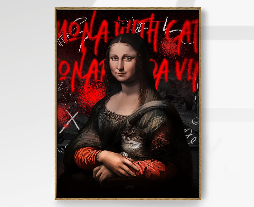Mona Lisa With Cat, Mona Lisa Poster, Leonardo Da Vinci Art, Famous ...