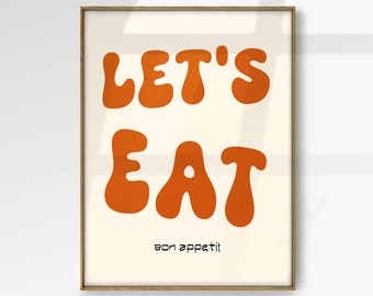Let's Eat Print, Kitchen Wall Art, Abstract Print, Bon Appetit Print ...
