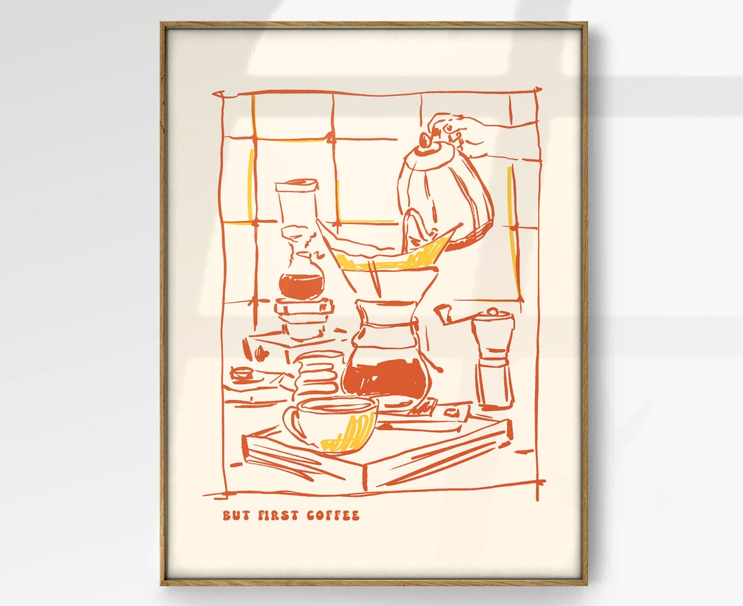 Coffee Print, Retro Drink Poster, Modern Kitchen Decor, Retro Print ...