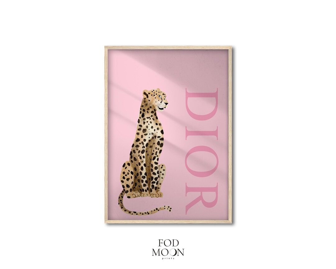 Dior Inspired Poster Print, Leopard Print, Pink Wall Art, Apartment ...