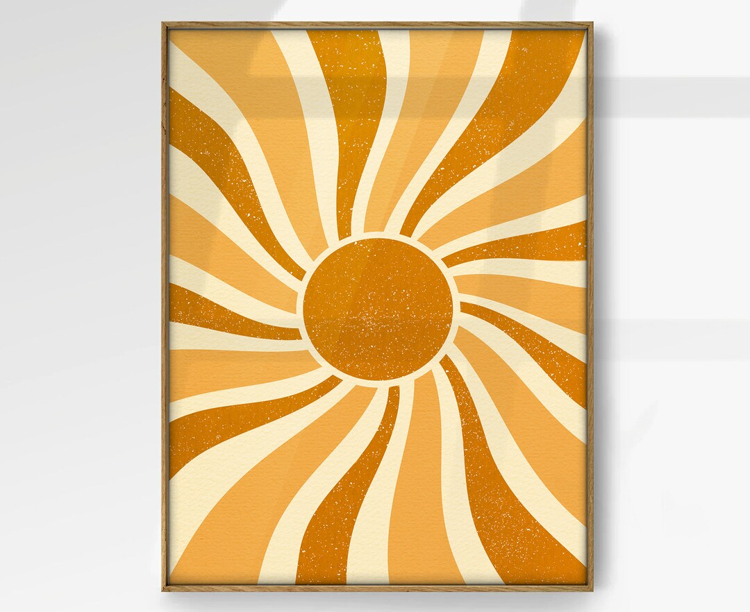 70s Sun Art Print, Sunshine Wall Art, 70s Painting, 70s Home Decor, 70s ...