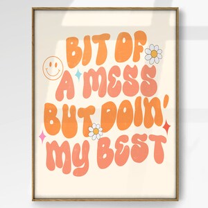 Hippie Wall Art, Aesthetic Quote Print, Retro Wall Art, Groovy Art, 70s ...
