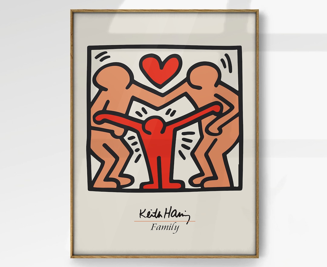 Keith Haring Love Heart Wall Art Print, Colourful Modern Art Print ...
