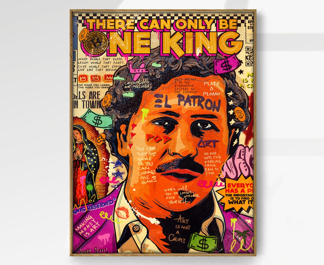 Pablo Escobar Pop Art Print, Graffiti Art Poster, Street Art Wall Decor ...
