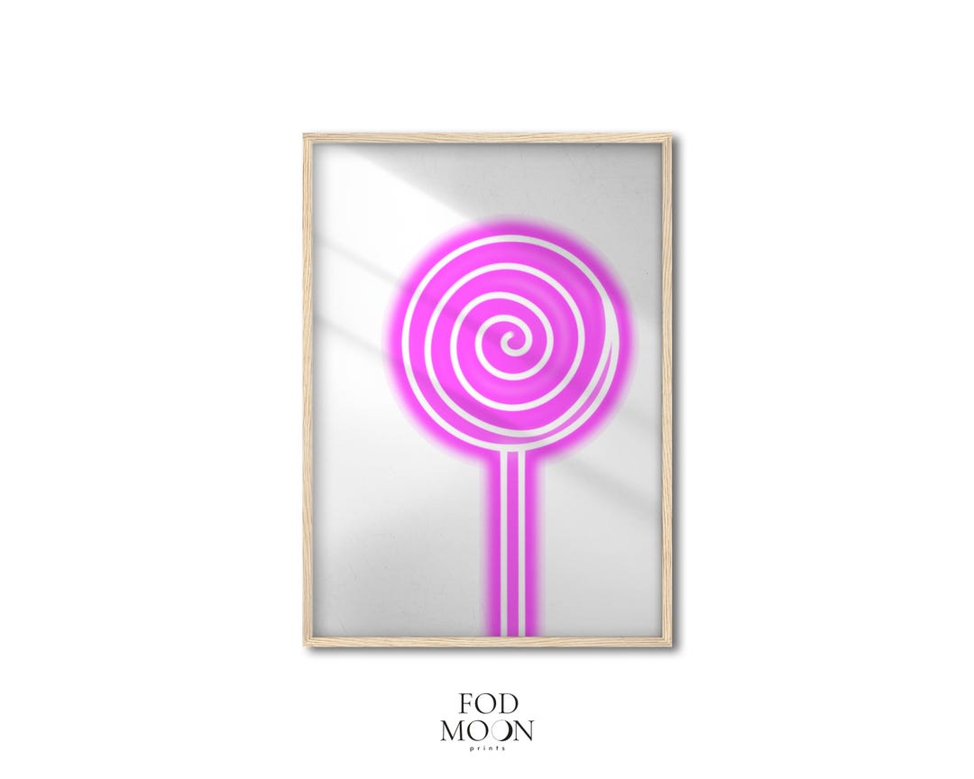 Abstract Pink Lollipop Wall Art, Candy Wall Print, Cute Kitchen Poster ...