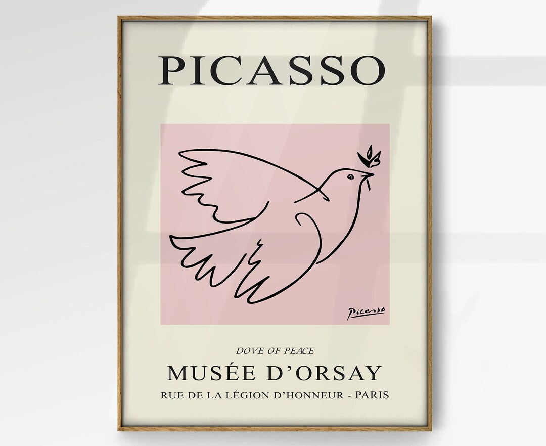 Picasso Poster Dove Art Print Bird Line Art Poster Abstract - Etsy