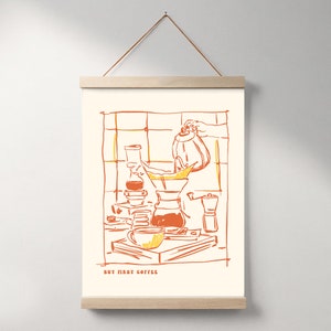 Coffee Print, Retro Drink Poster, Modern Kitchen Decor, Retro Print ...