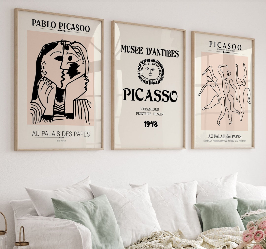 Picasso Set of 3 Prints, Picasso the Kiss, Gallery Wall Bundle, Picasso ...