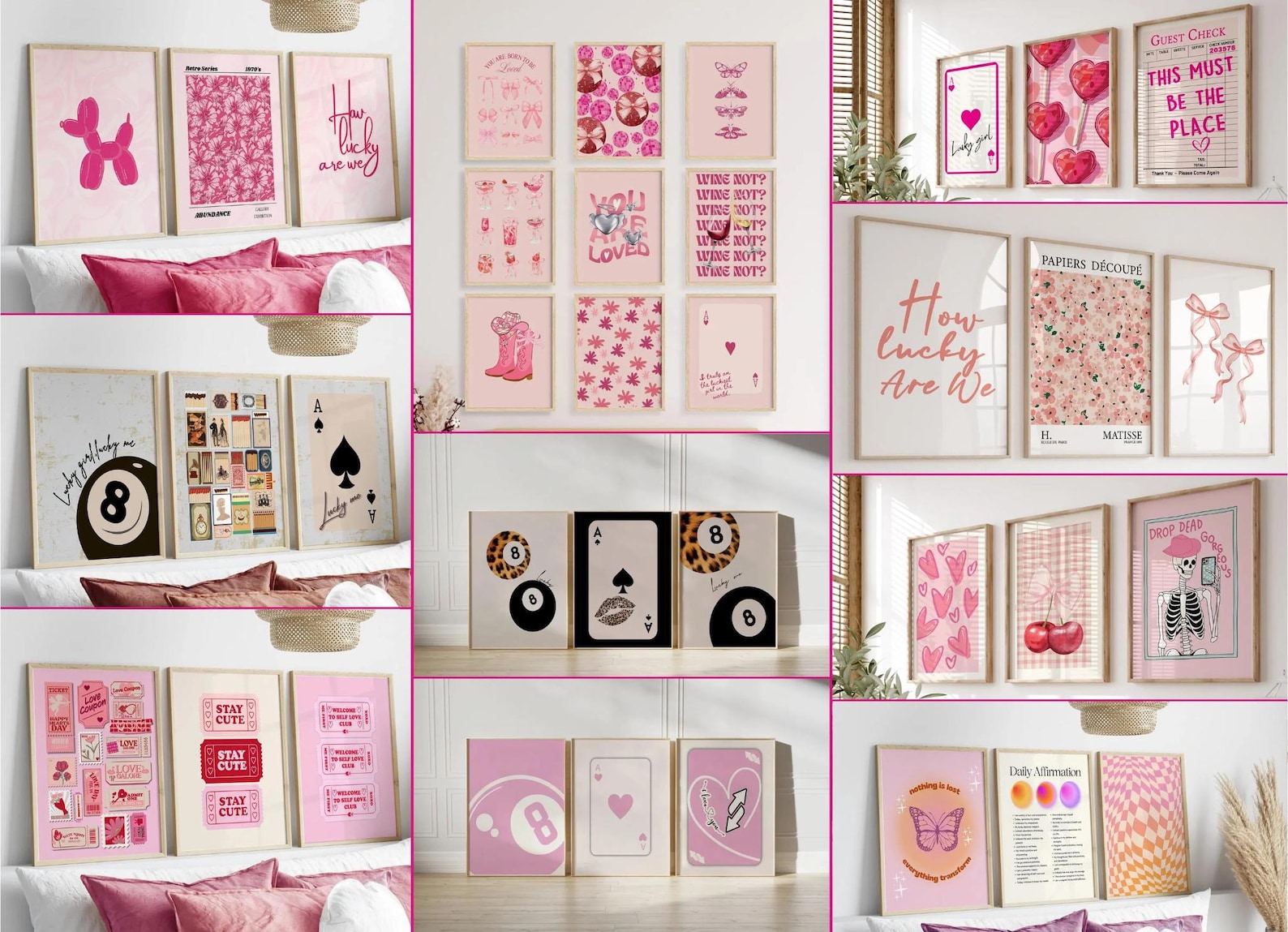 Trendy Pink Preppy Wall Art Prints: Dorm & Apartment Decor (digital ...