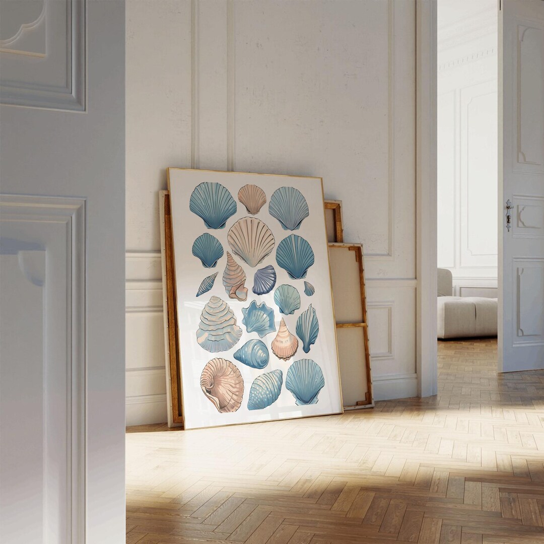 Blue Seashell Print: Vintage Coastal Wall Art (digital Download) - Etsy