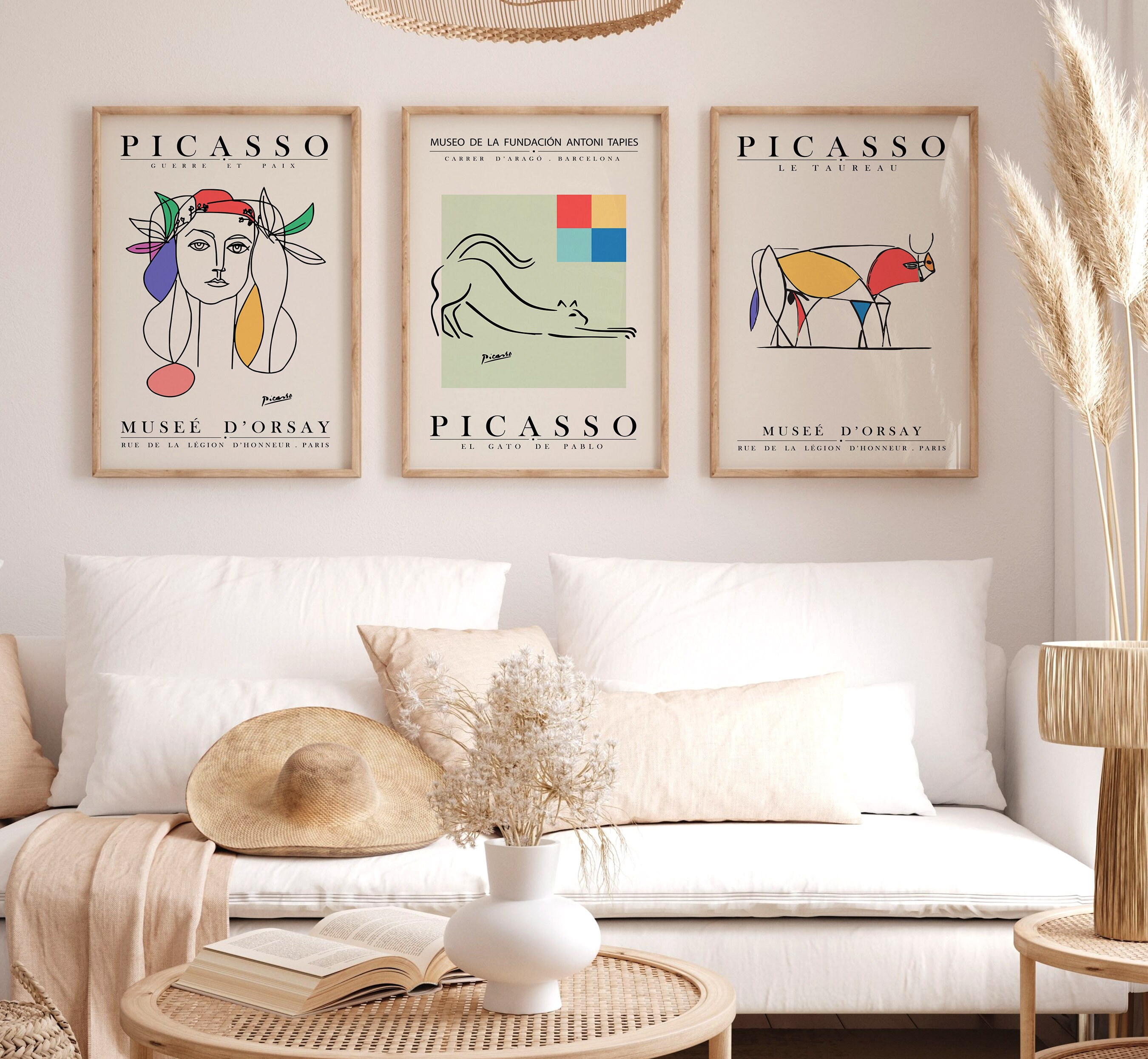 Picasso Exhibition Poster Set of 3: One Line Art (digital Download) - Etsy