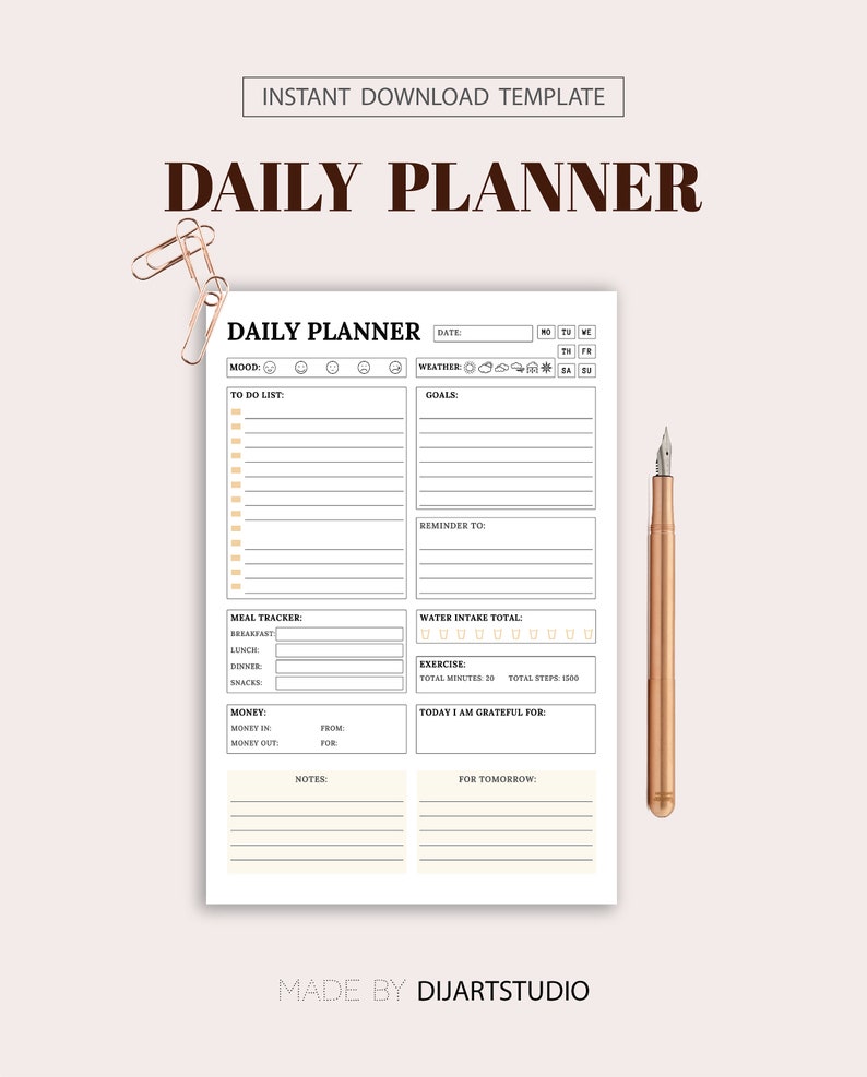 Daily Planner, Weekly Planner, Monthly Planner, Printable Planner ...