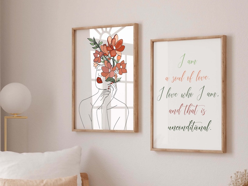 Flower Woman Line Art Set Feminist Wall Art Head of Flowers - Etsy
