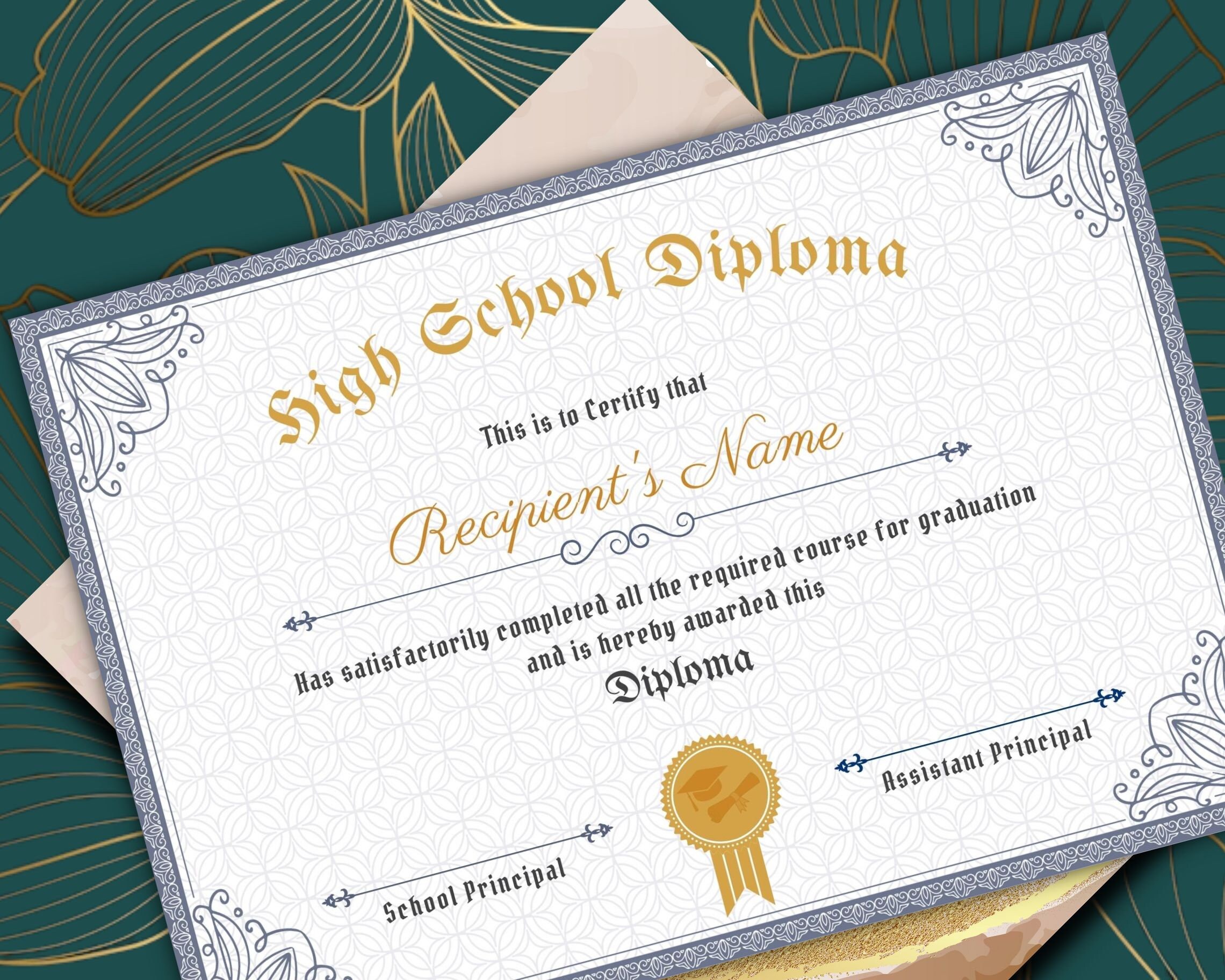 Homeschool Diploma, Editable Diploma Template, High School Diploma ...