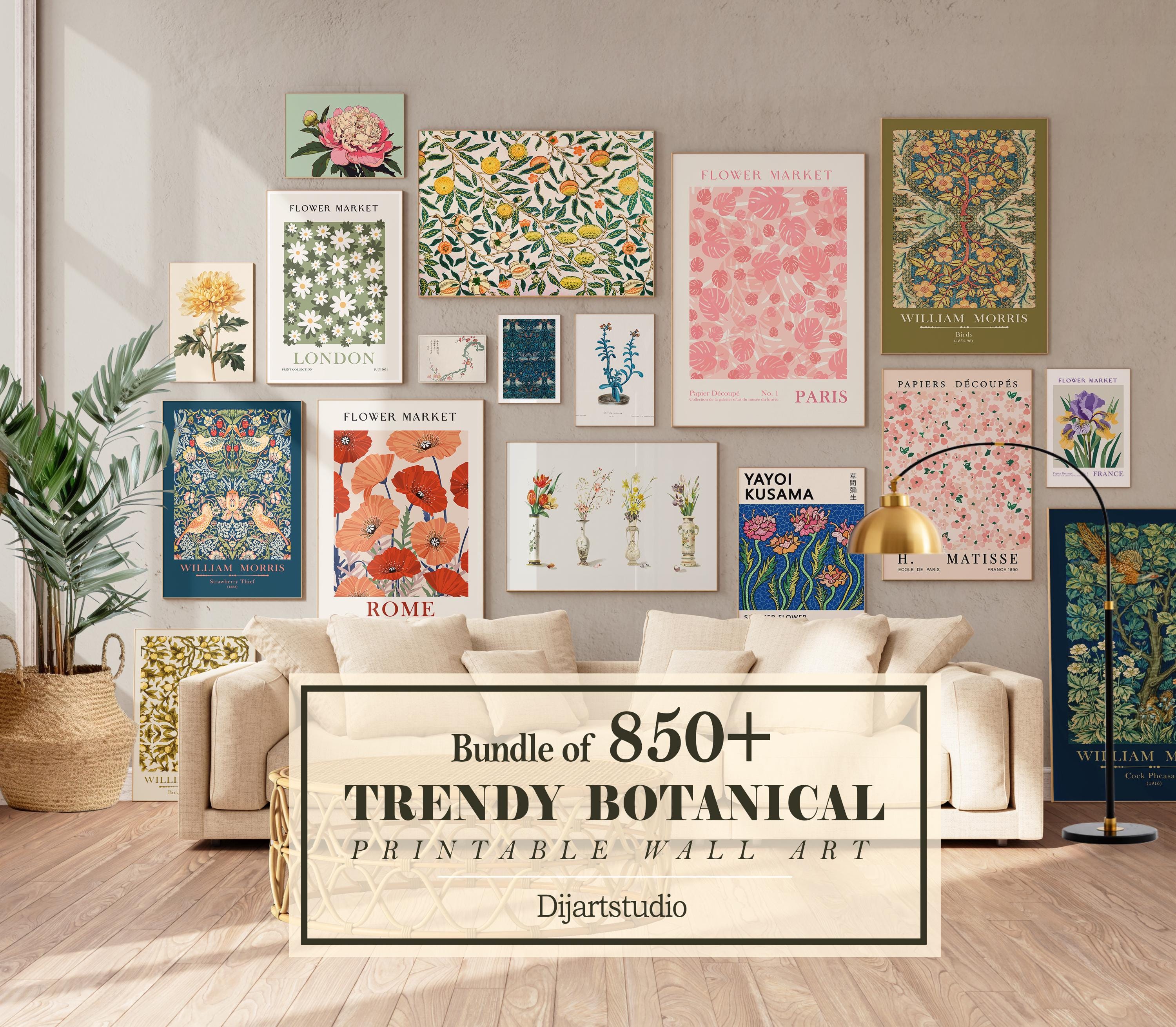 Flower Market Print Set of 800 Flower Gallery Wall Set, Abstract Floral ...