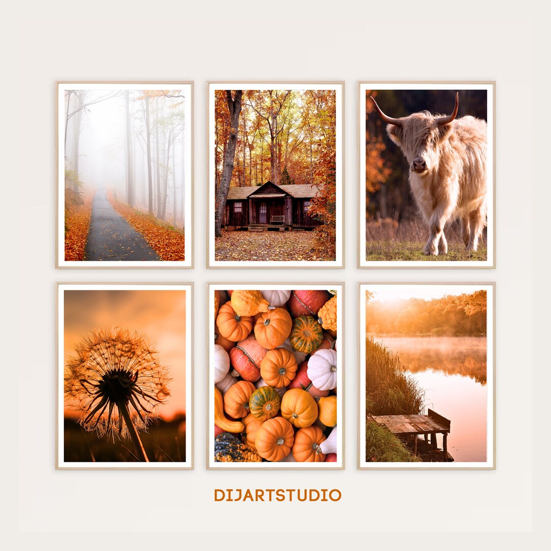 Set of 6 Fall Prints, Autumn Gallery Wall Prints, Fall Set of 6 ...