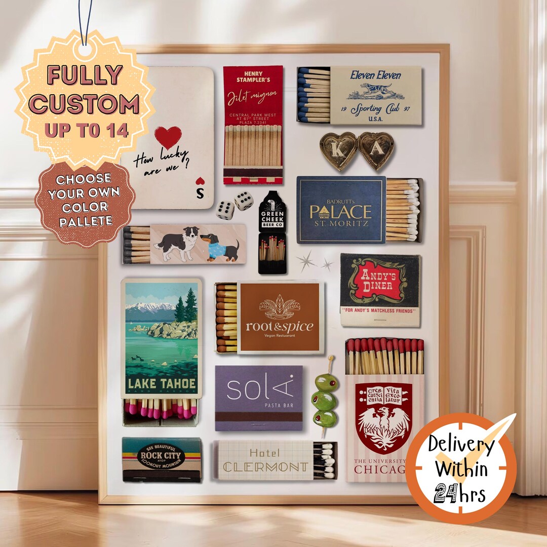CUSTOM MATCHBOOK ART | Personalized Digital Matchbox Gift | Large ...