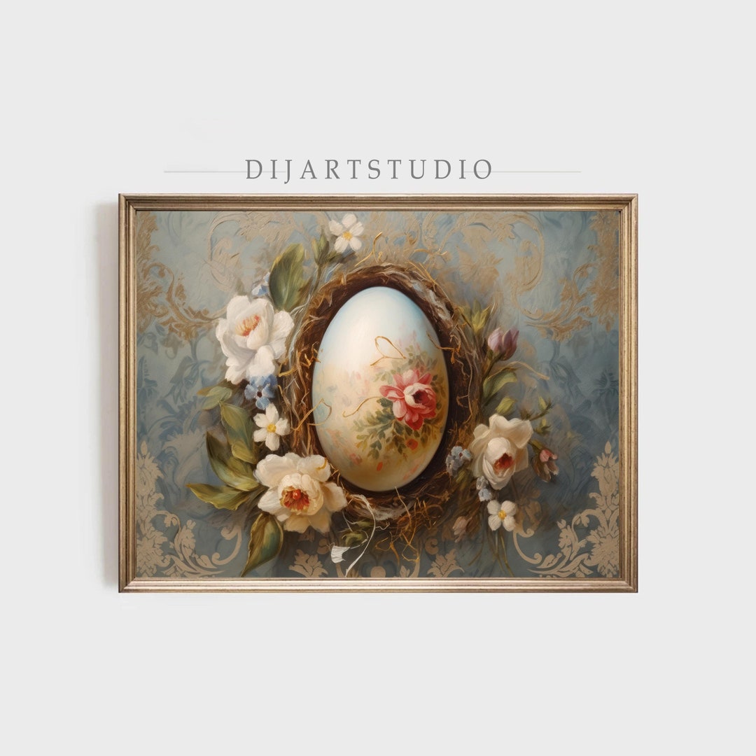 Vintage Easter Egg Print Easter Printable Easter Wall Art Spring Print ...