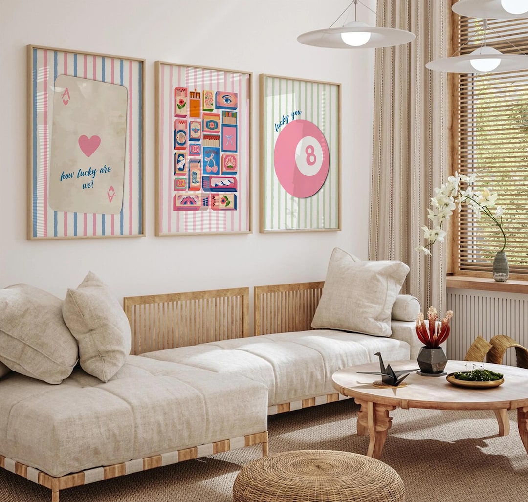 Pink Matchbox Art Prints: Lucky You, Ace of Hearts (digital Download Set of 3) - Etsy