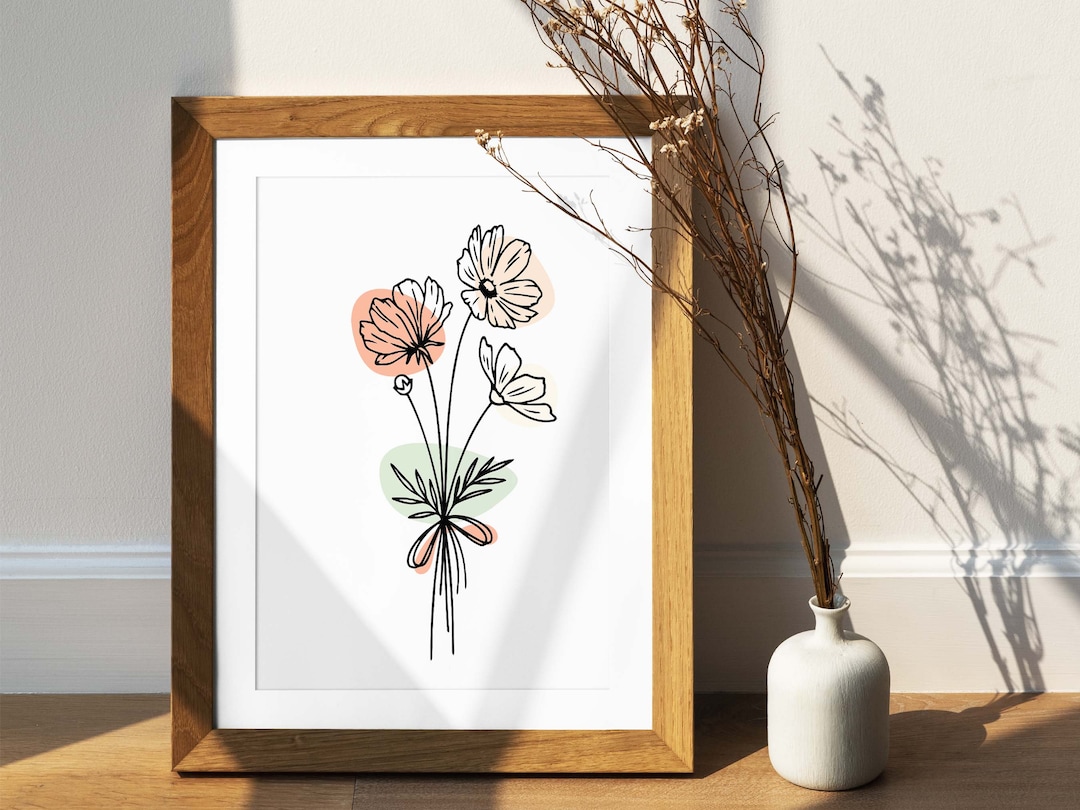 Botanical Line Art Print, Floral Line Art, Minimal Botanical Art ...