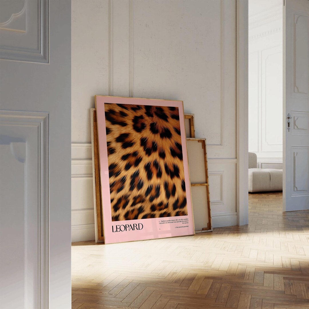 Trendy Leopard Wall Art, Leopard Pattern Poster, Preppy Typography ...