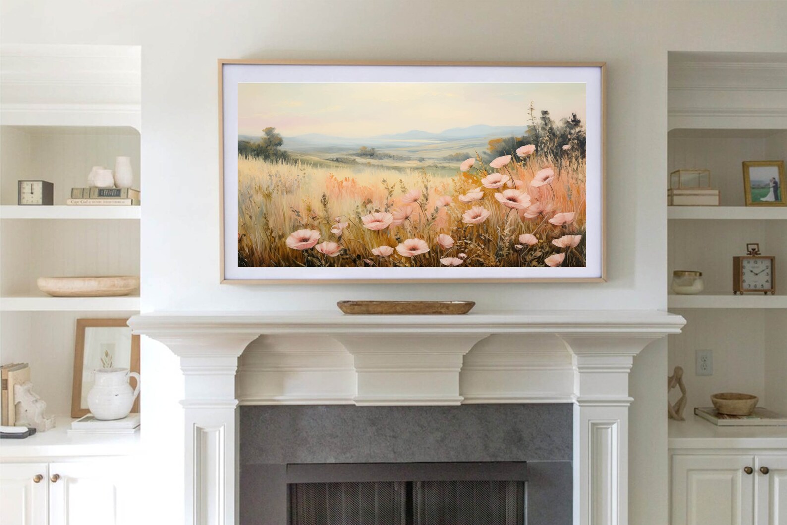 Abstract Floral Frame TV Art: Pastel Wildflower Painting (digital ...