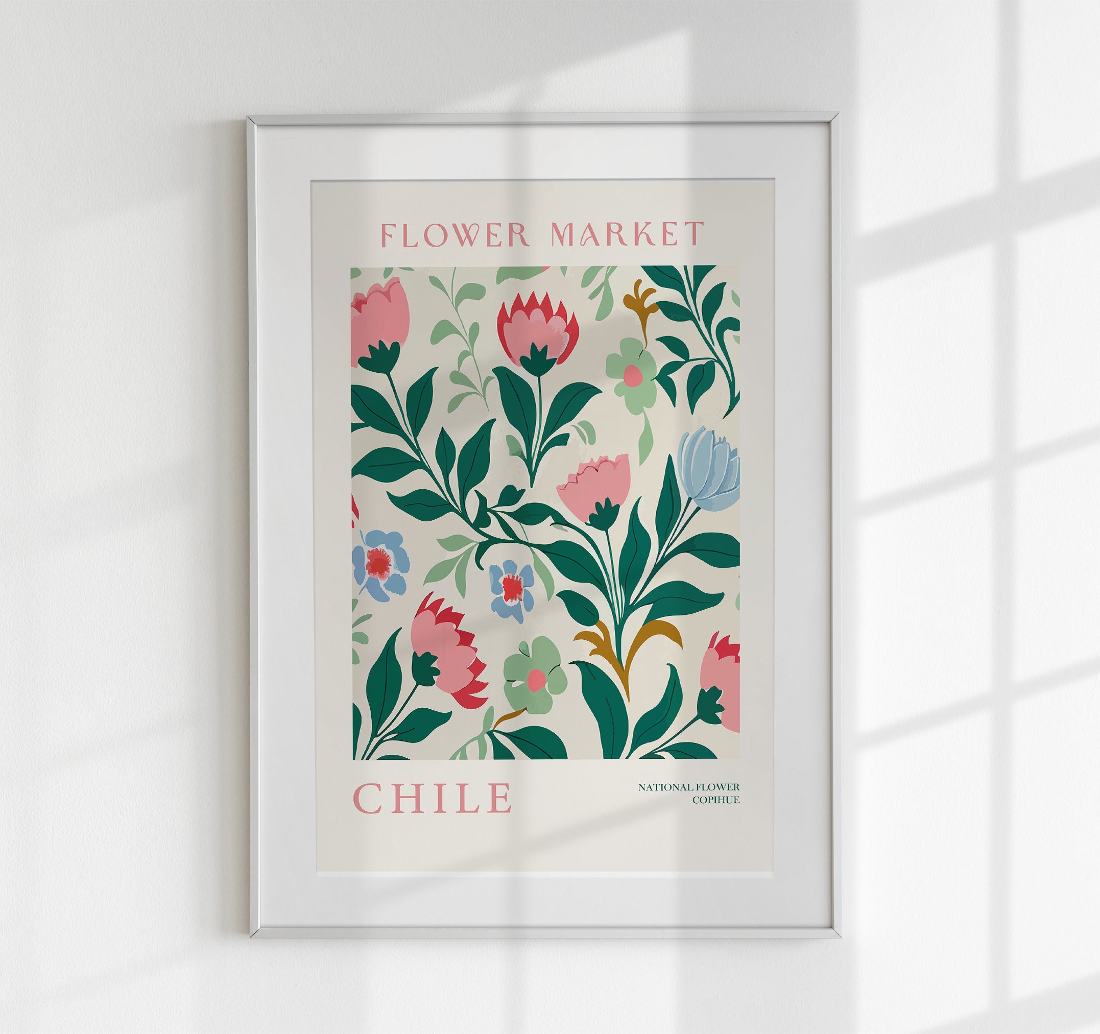 Chile National Flower, Chile Flower Market Art Print, Cophihue 1960's ...