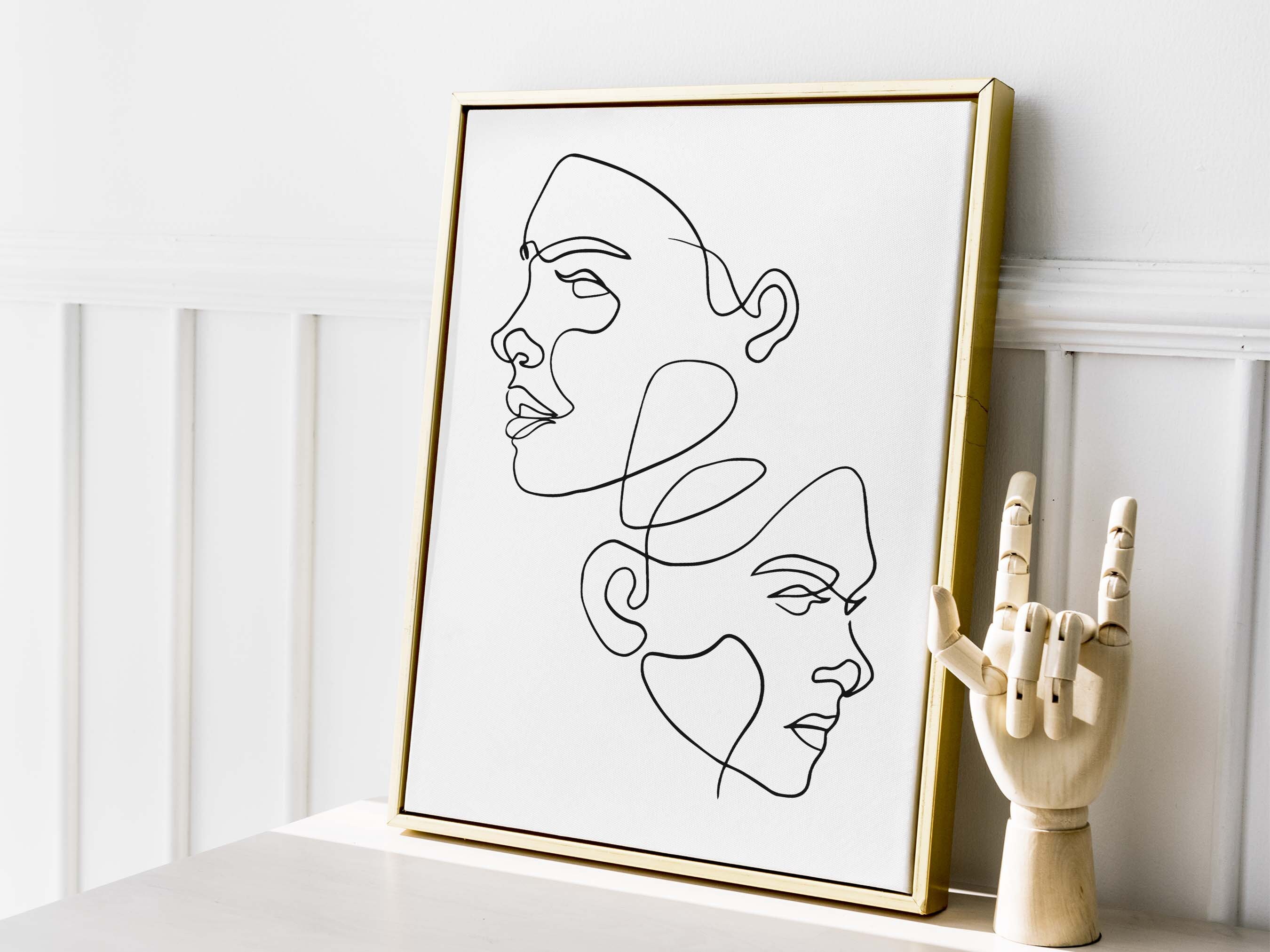 Couple Line Art Print Set, Gallery Wall Line Art Set, Gallery Wall ...