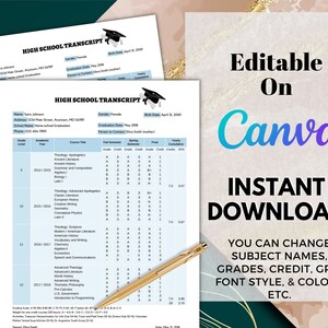Transcript Template, Transcript Maker, DIY Certificate, Instant ...