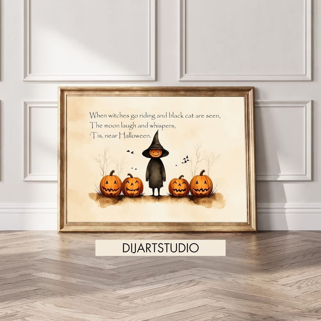 PRINTABLE Halloween Wall Art, Pumpkin Print Fall Decor, Halloween ...