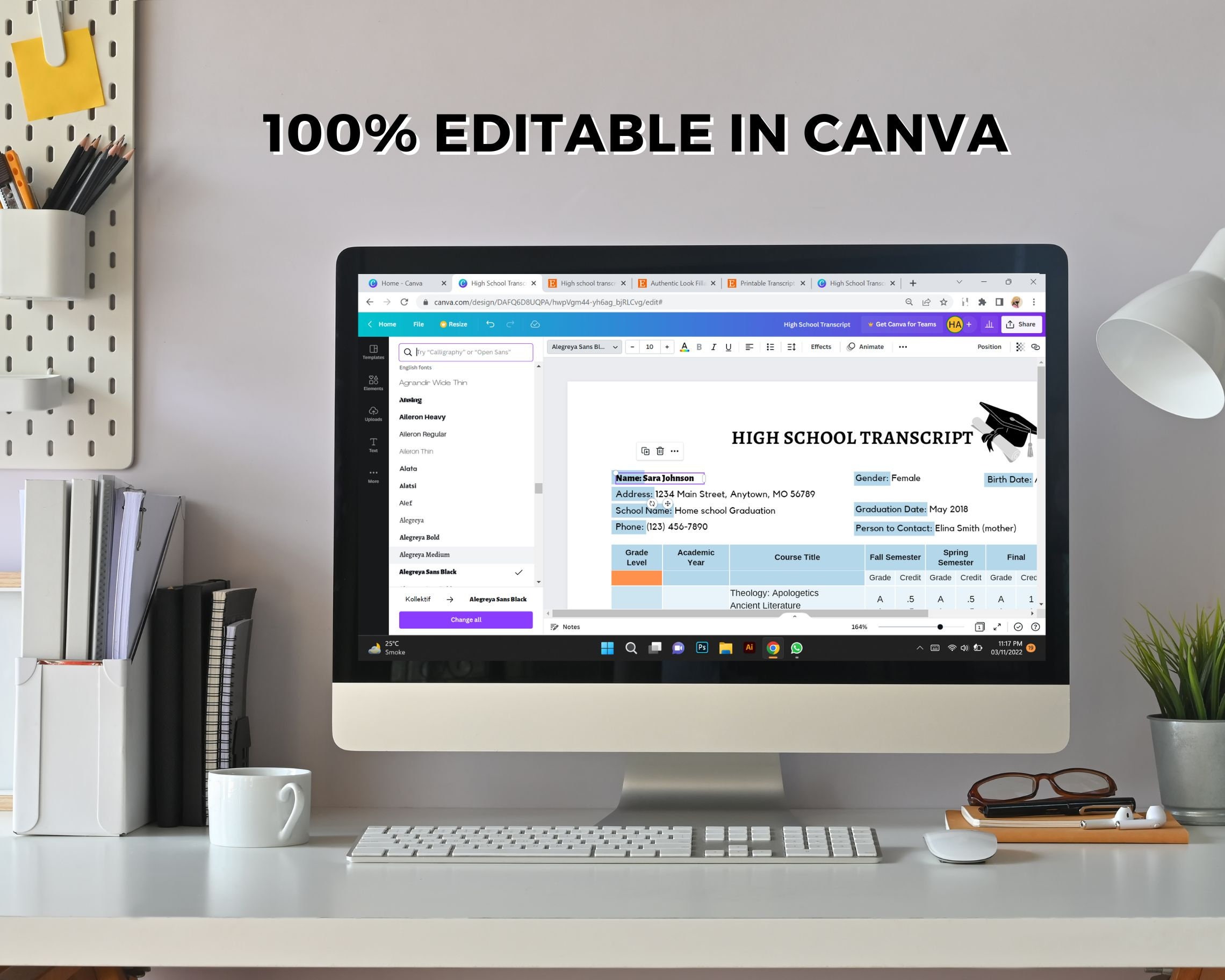Transcript Template, Transcript Maker, DIY Certificate, Instant ...