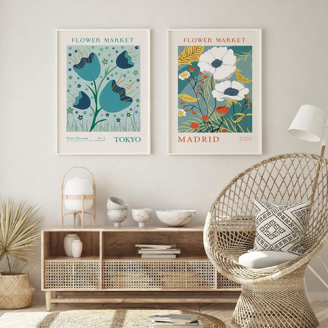 Flower Market Set of 2, Gallery Wall Set, Flower Market Print, Floral ...
